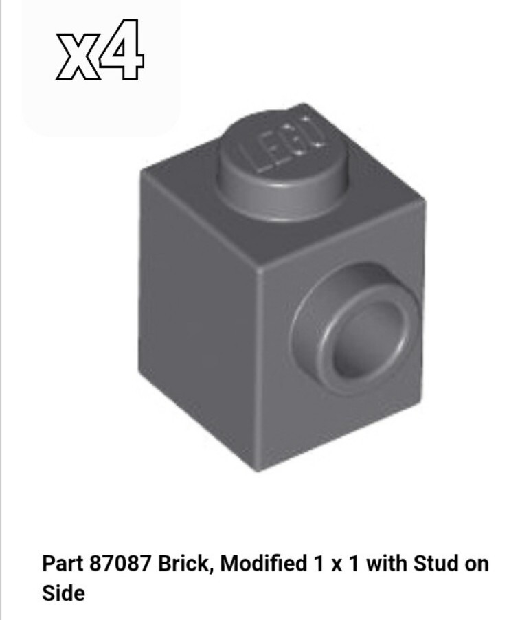 NEW LEGO Parts DARK BLUISH GRAY 87087 (x4) Brick Modified 1 x 1 w Stud ...