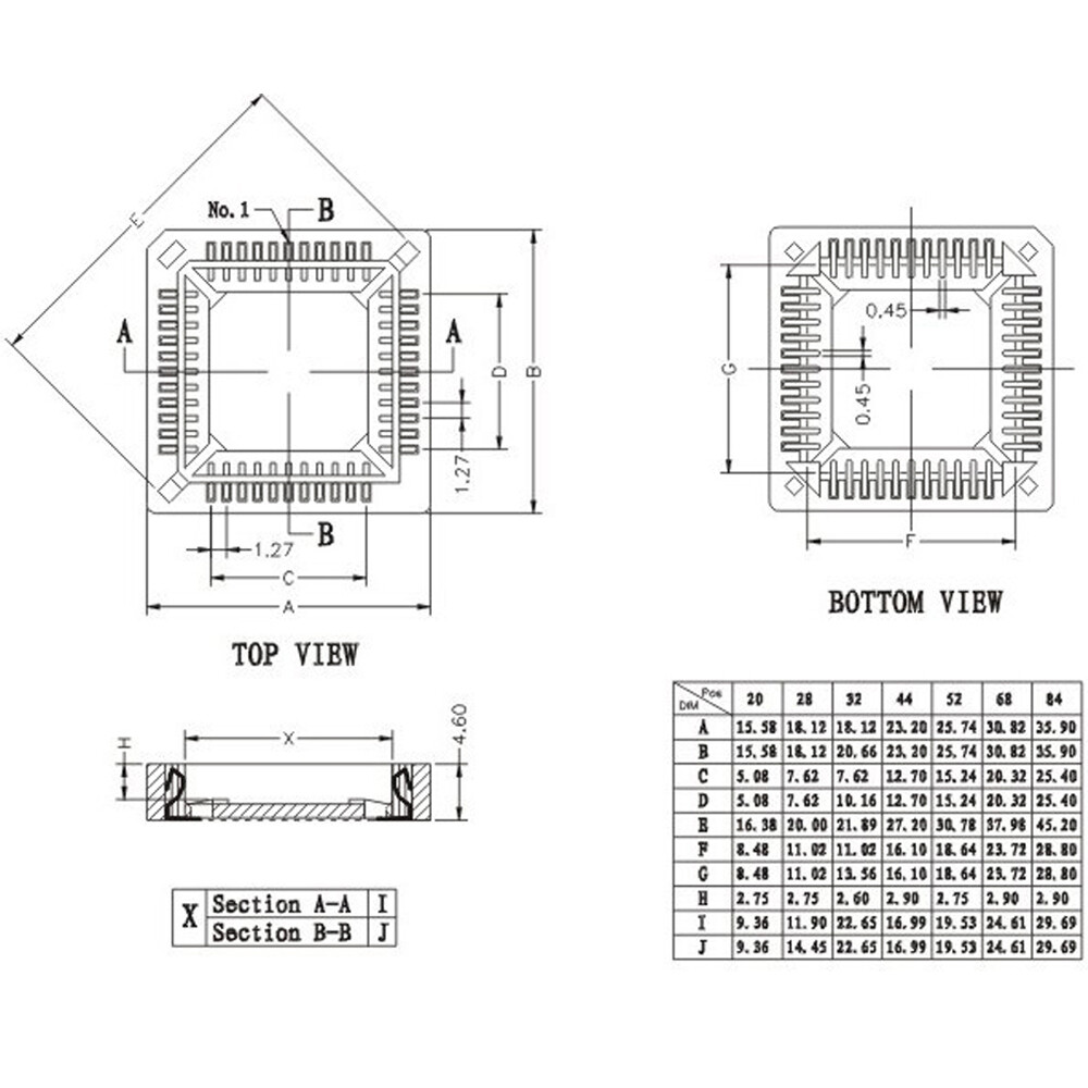 10Pcs PLCC 20 Pin SMT SMD Surface Mount IC Socket Adapter Converter ...