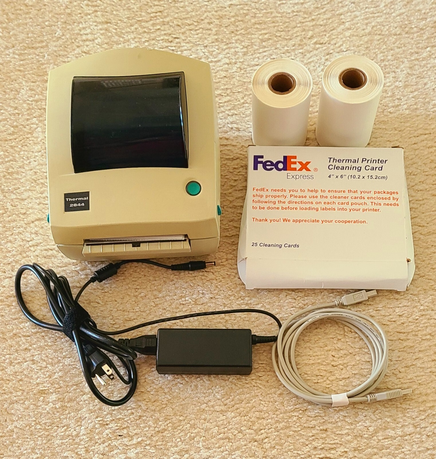 Zebra LP 2844 Label Printer w/Power Cord, USB Cable, 2 Rolls of Labels ...