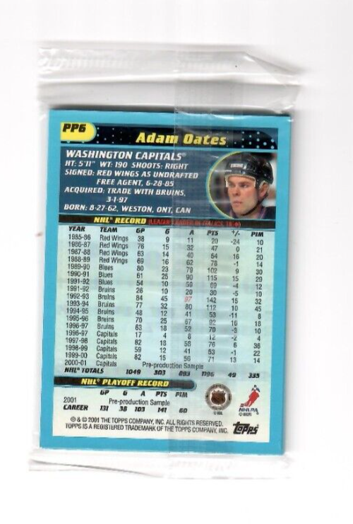 2001-02 Topps Hockey 6-card factory sealed promo set /lot Adam Oates | eBay