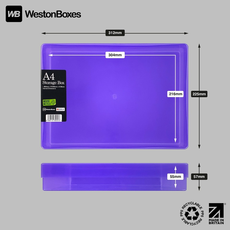 WestonBoxes A4 Craft Storage Boxes for Paper, Card & Stationery, Pack ...