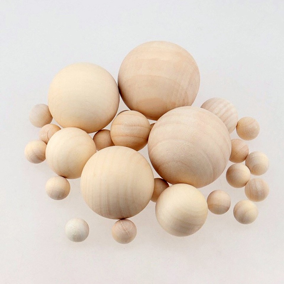 Natural Round Wooden Craft Balls Wood Solid Ball Spheres Supplies Dia ...