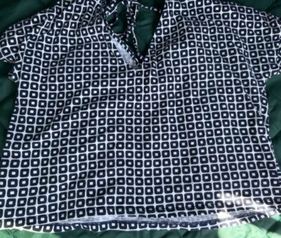 Boden Cropped Top Medium New Blue And White Short Sleeve Cotton Free ...