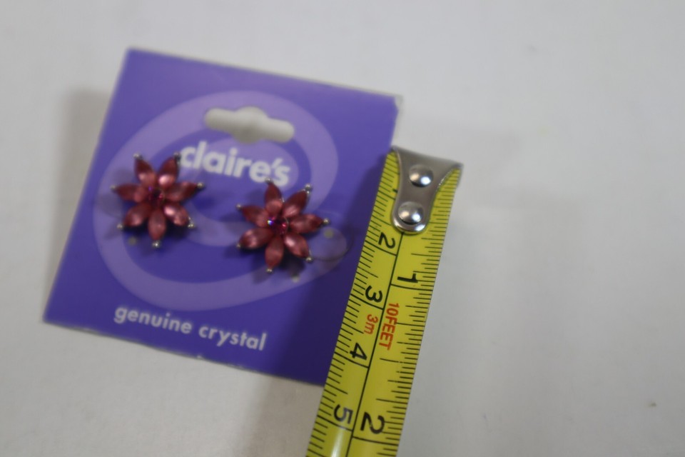 YBOT Pink crystal flower pretty STUD EARRINGS Claire's Jewelry | eBay