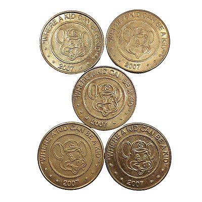 5 Chuck E Cheese 2007 Tokens Where Kids Can Be A Kid Retro Video Gaming ...