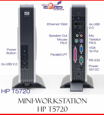THIN CLIENT MINI-PC HP T5720 AMD 1500+ 398135-001 RS-232 LPT WIN XPemb ...