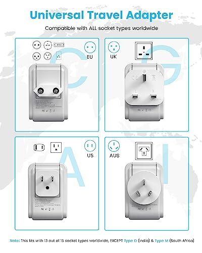 Universal Travel Adapter Kit, Type A/C/G/I- Universal 150+ countries | eBay