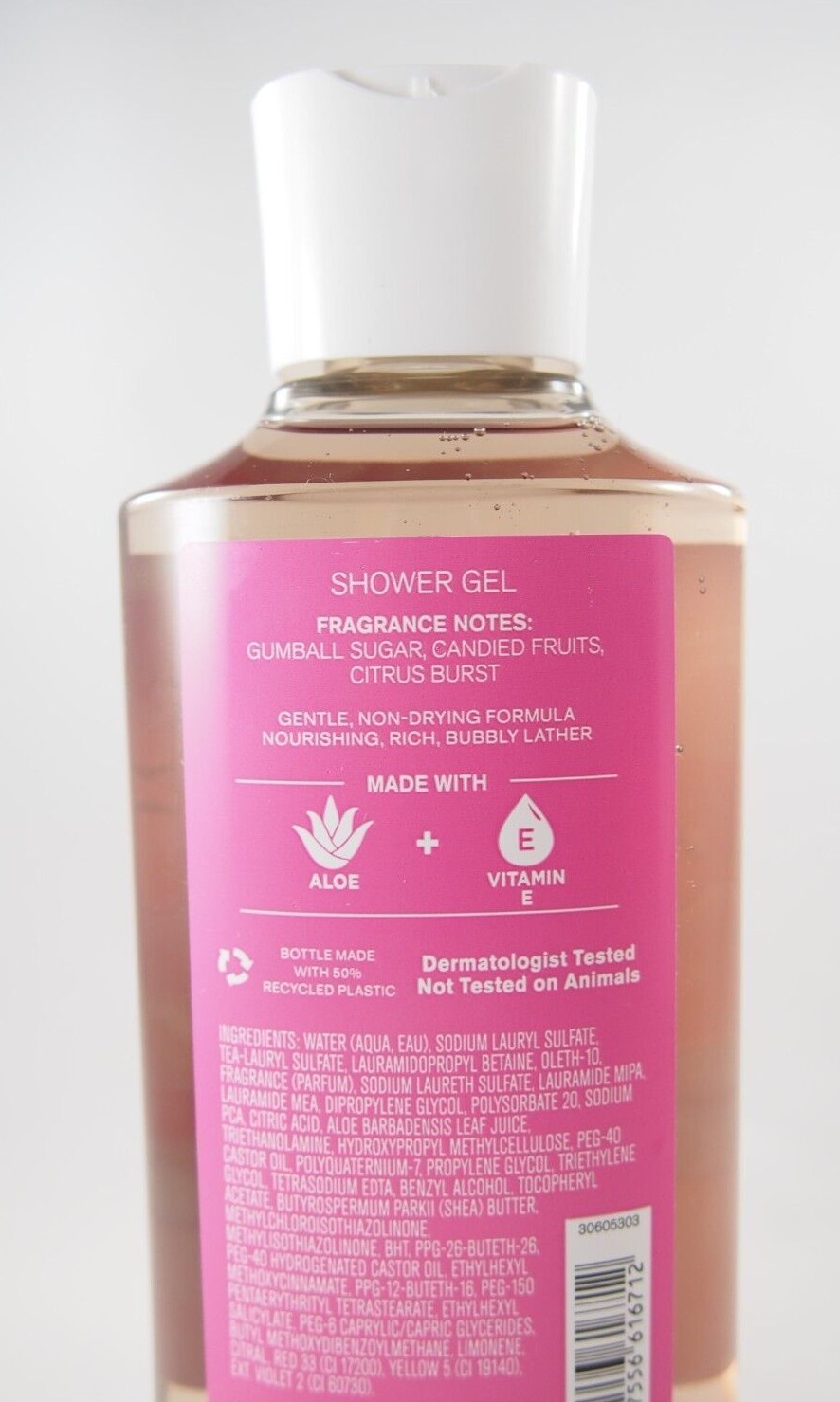 (1) Bath & Body Works Pink Bubblegum Pop Aloe Vitamin E Shower Gel Wash ...