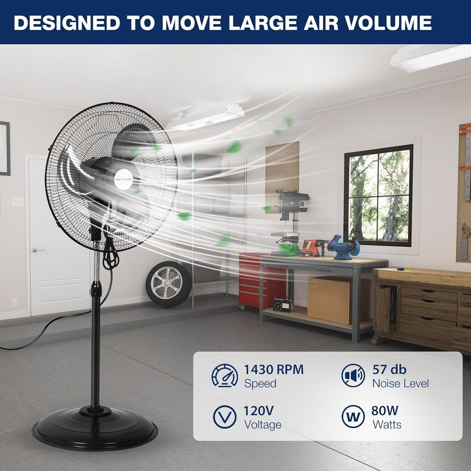 3900 CFM 18" High Velocity Pedestal Oscillating Fan,3-Speed Standing ...