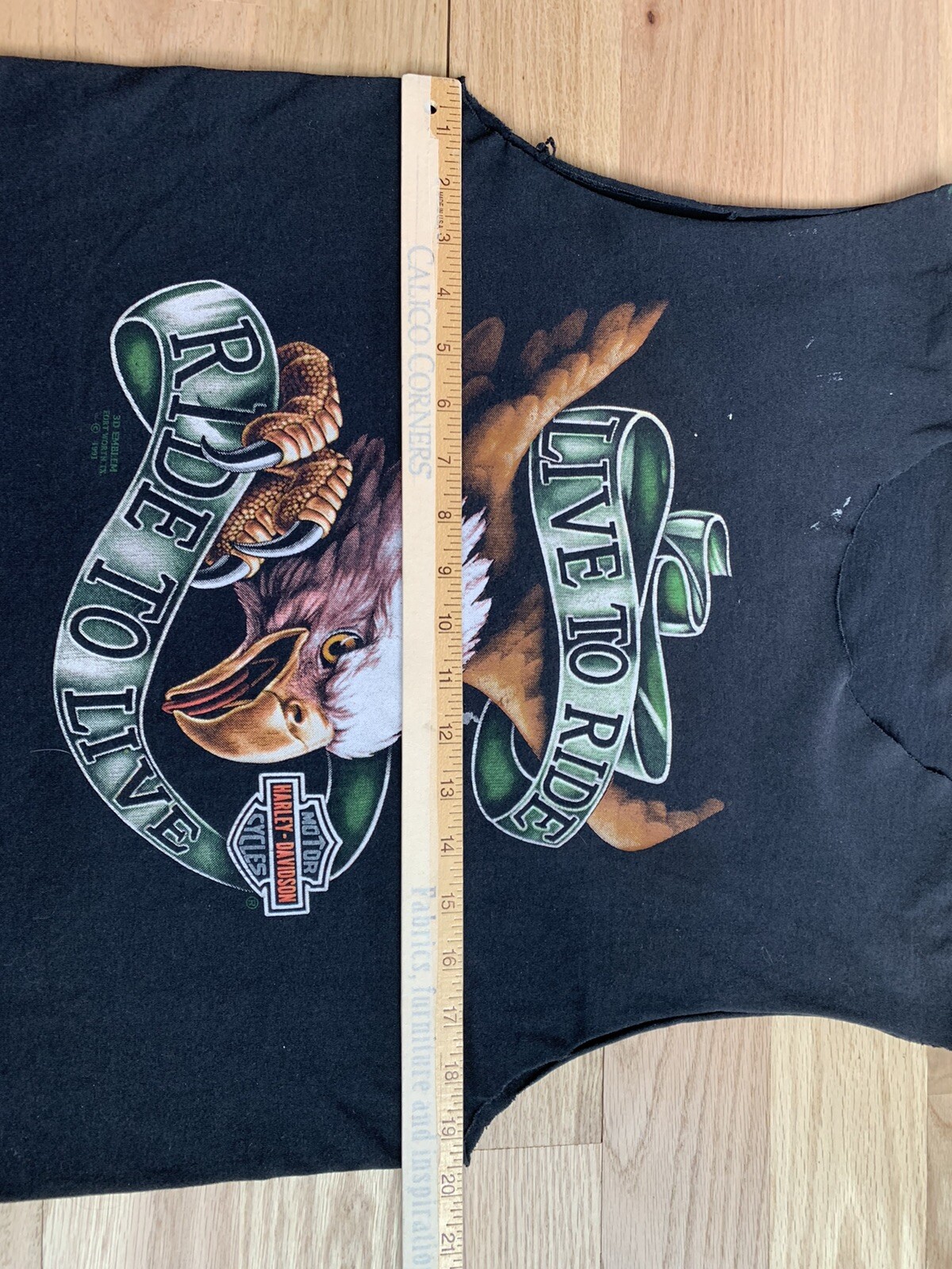 1991 3D Emblem Harley Davidson Live to Ride Eagle T-S… - Gem