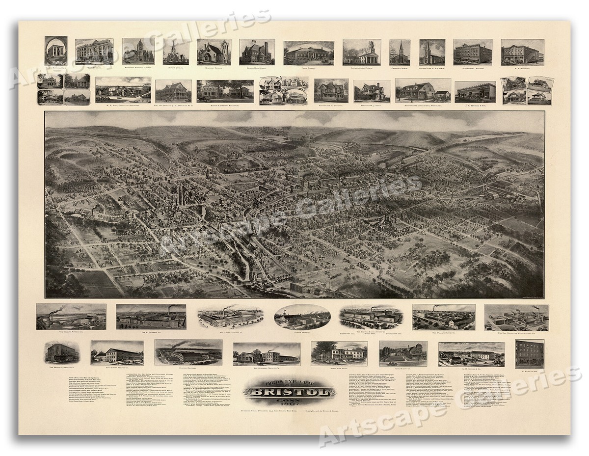 Streets Of Bristol Ct Map Historic City Map Bristol Connecticut
