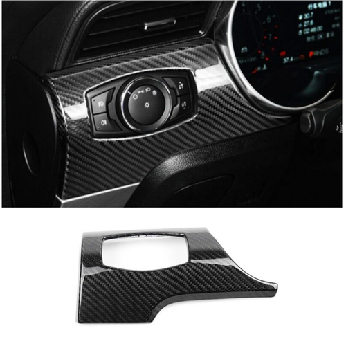 Real Carbon Fiber Car Headlight Switch Cover Trim Fit For 2015-2022 ...