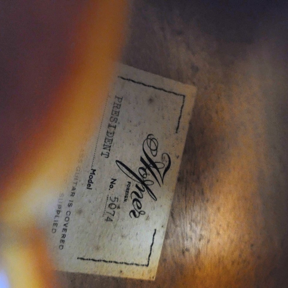 Vintage Original Hofner President Archtop Acoustic Guitar & Case 1958 ...