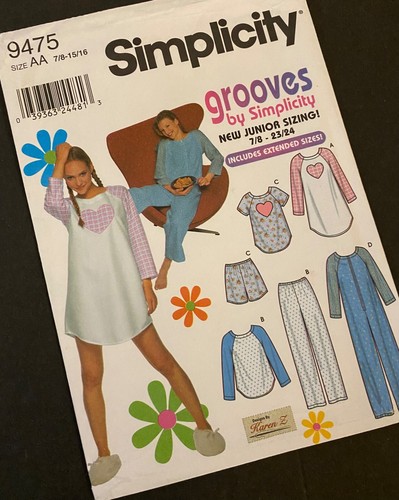 Simplicity Pattern 9475 Junior Sleepwear Nightshirt, Pants (Sizes 7/8 ...
