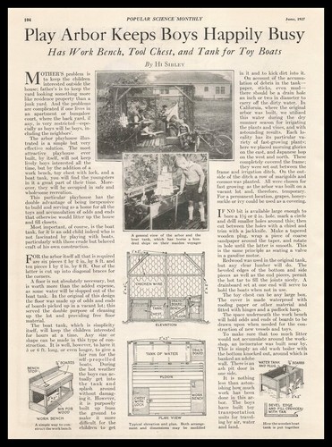 1927 Play Arbor Keeps Boys Happily Busy Plans Photos & Article Vintage ...