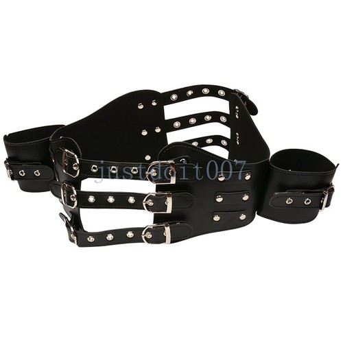 Female Leather Arm Waist Thigh Wrist binder Restraint body harness Bind ...