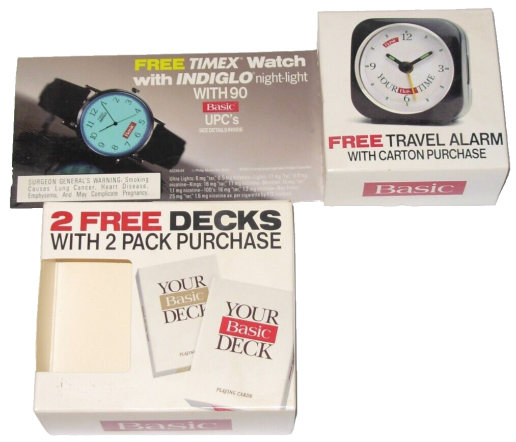 Basic Cigarettes Travel Alarm Clock & 2 Decks of Playing Cards Vintage ...