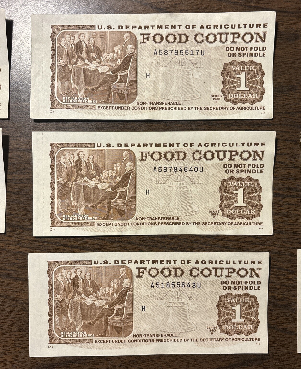 Gem USDA $1.00 Food Coupons 6 Stamps Full Tail Full Note Perfect Rare ...