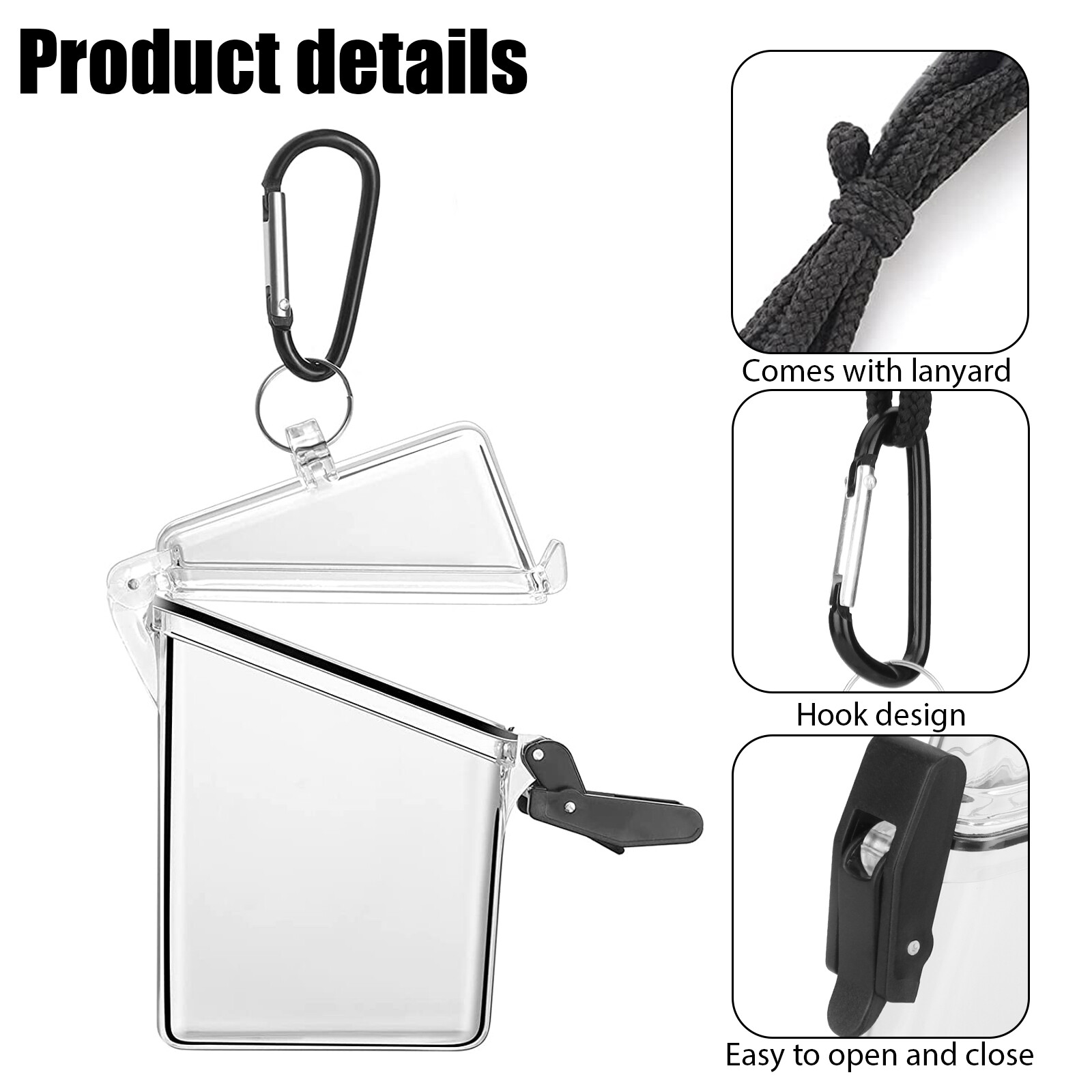 Waterproof ID Badge Holder Clear Hard Plastic Card Case Slim Lanyard ...