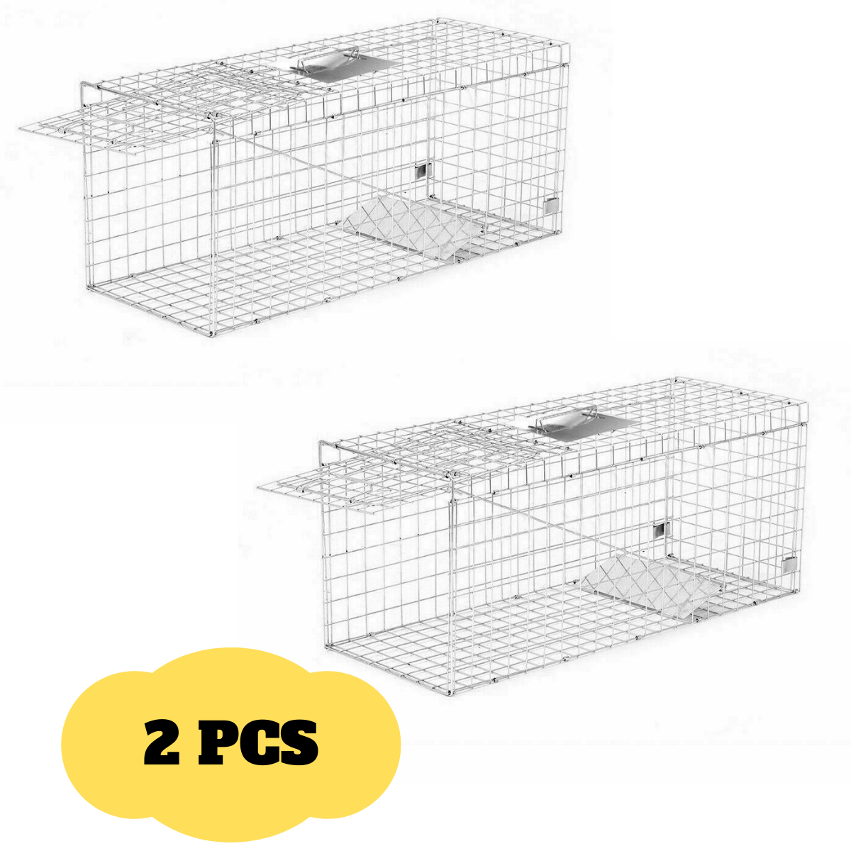 1/2x Animal Trap Cage Folding Humane Live Catch Possum Fox Rat Cat ...