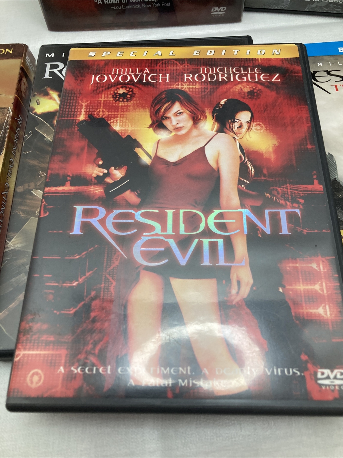Lot Of 6 Resident Evil Movies DVDs/Blu-Ray, Action Packed Zombie Terror ...