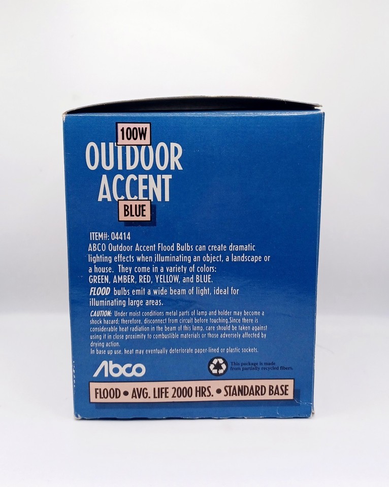 ABCO 100W Outdoor Accent Blue PAR-38 Standard Base, Flood, AVG 2,000 ...
