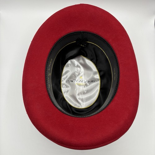Stacy Adams Bright Red Fedora Hat, US Mens Medium W/ Brim Feather | eBay