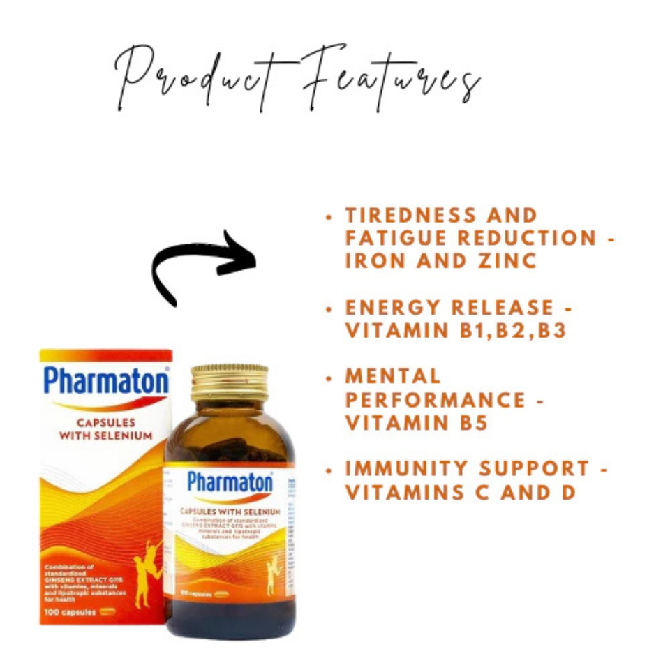 Pharmaton with Ginseng G115 100s Tablets Ginseng and Selenium Energy ...