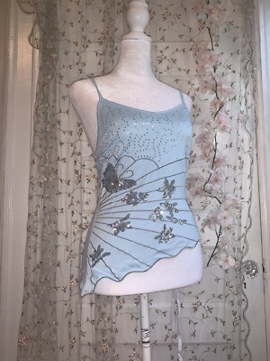 fairycore light blue butterfly cami size S | eBay