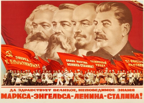 Karl Marx, Engels, Lenin, Stalin, 1953, Russian Communist Propaganda ...