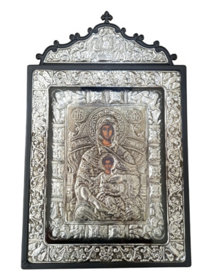 Virgin Mary Tsambika Greek Orthodox Frame Glass Engraved Greek Orthodox ...