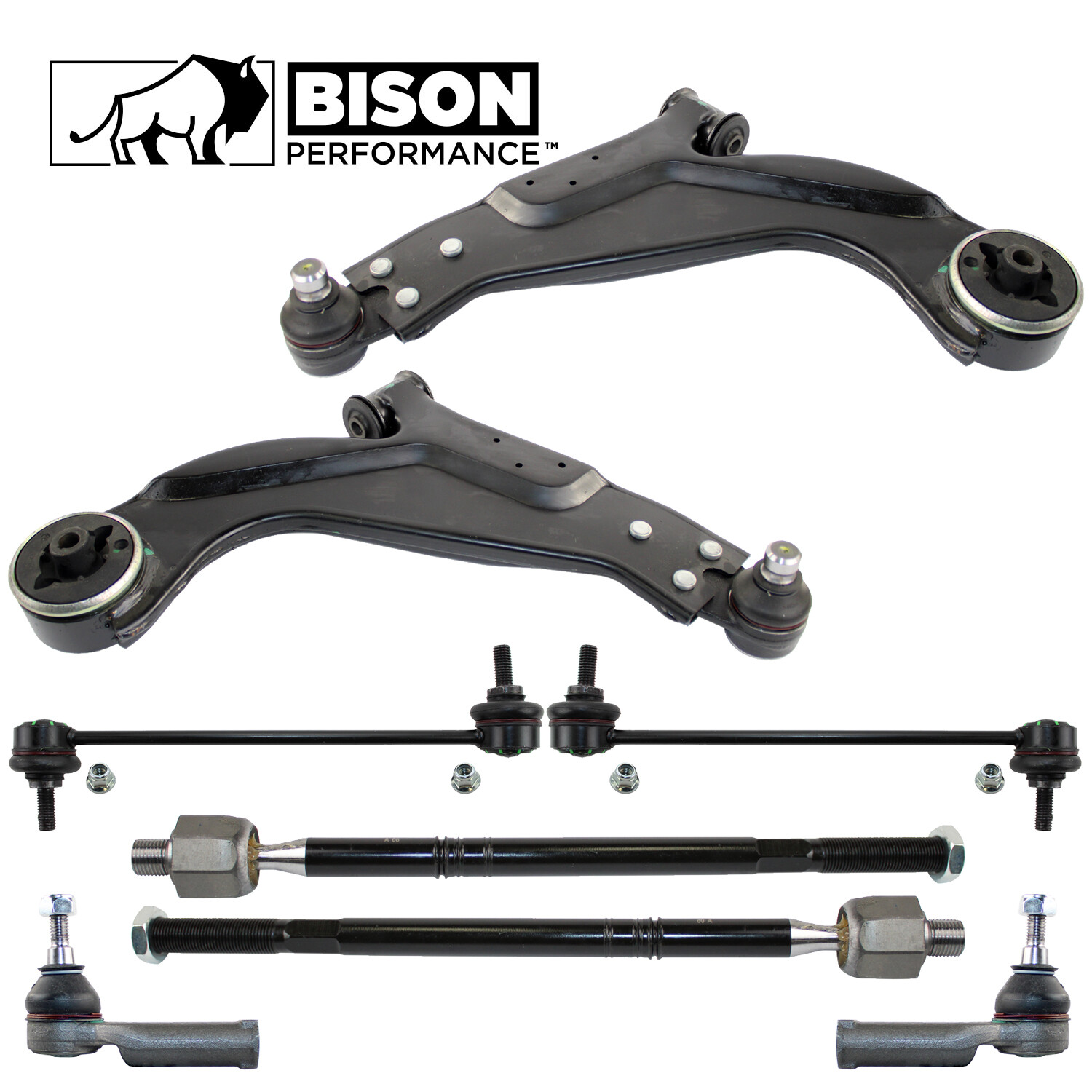Bison Performance 8pc Front Control Arm Sway Bar Tie Rod Kit For Jaguar ...