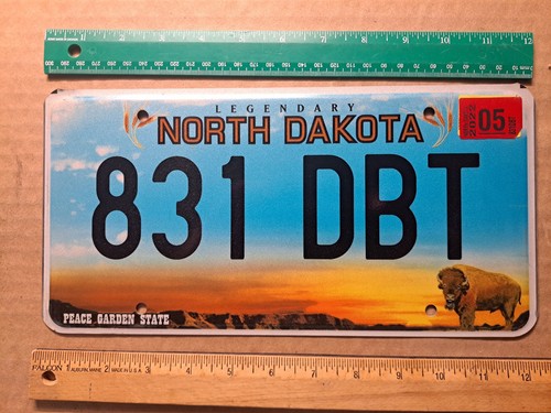 License Plate, North Dakota, Sunset, N. American Plains Bison ...