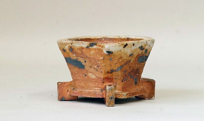 Japanese bonsai pot TOJI 陶慈 signed Brown glazed Unique 4 legs w3.3 ...