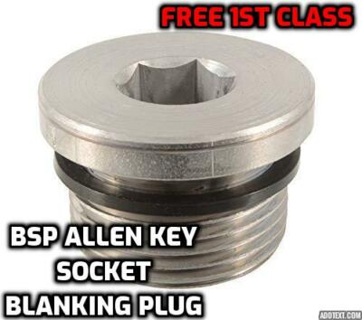 HYDRAULIC MALE BSP ALLEN KEY SOCKET HEAD STEEL BLANKING PLUG 1/8" to 1. ...