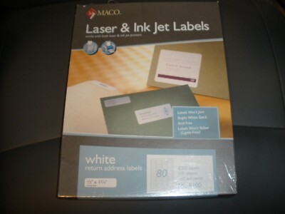NEW Maco - Return Address Labels, 1/2x1-3/4, 8000/BX, White, ML8100 | eBay