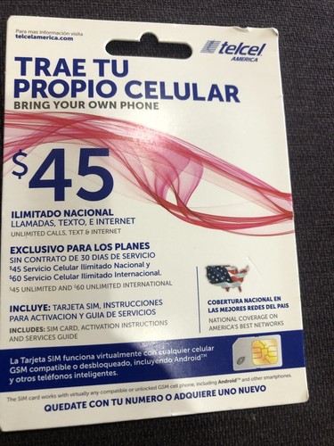 TELCEL AMERICA SIM CARD, UNLIMITED CALLS, NEW | eBay