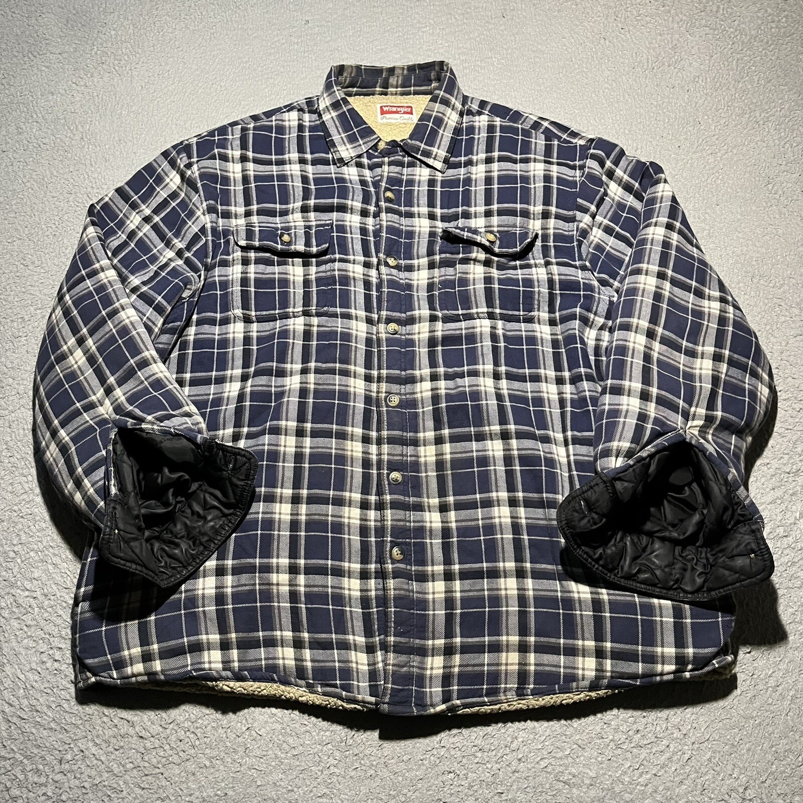 Wrangler Sherpa Lined Flannel Jacket Shacket Men’s XL… - Gem