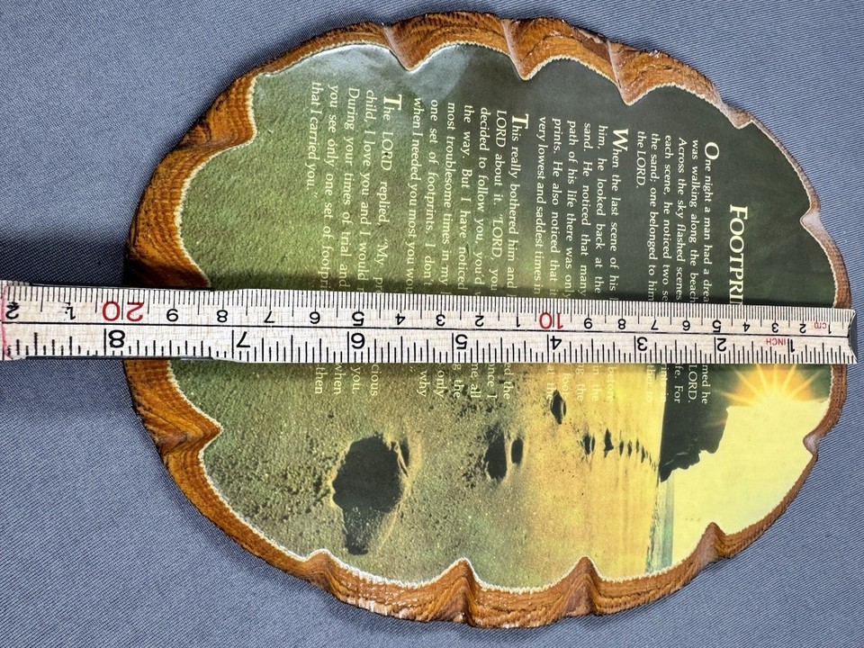 VTG Footprint Poem On Tree Log Sliced Wood Wall Decor | eBay