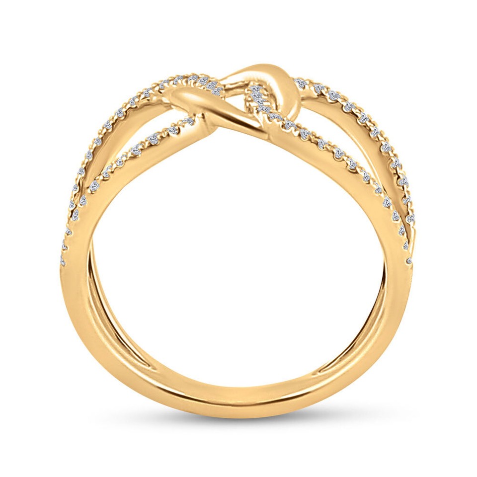 14kt Yellow Gold Womens Round Diamond Negative Space Link Fashion Ring ...