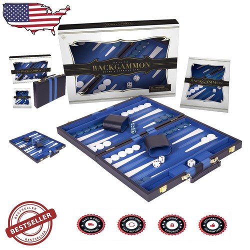 18" Classic Backgammon Set in Premium Leather Case - Game Night ...