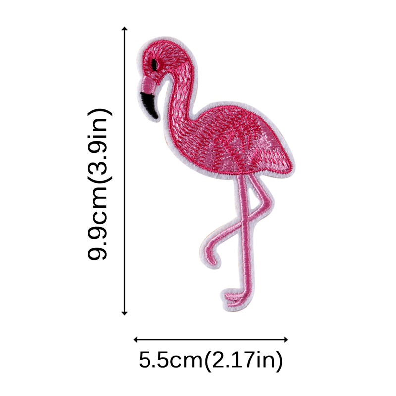 10PCS Flamingo Patch Embroidered Sew Iron On Bag Fabric Applique DIY ...
