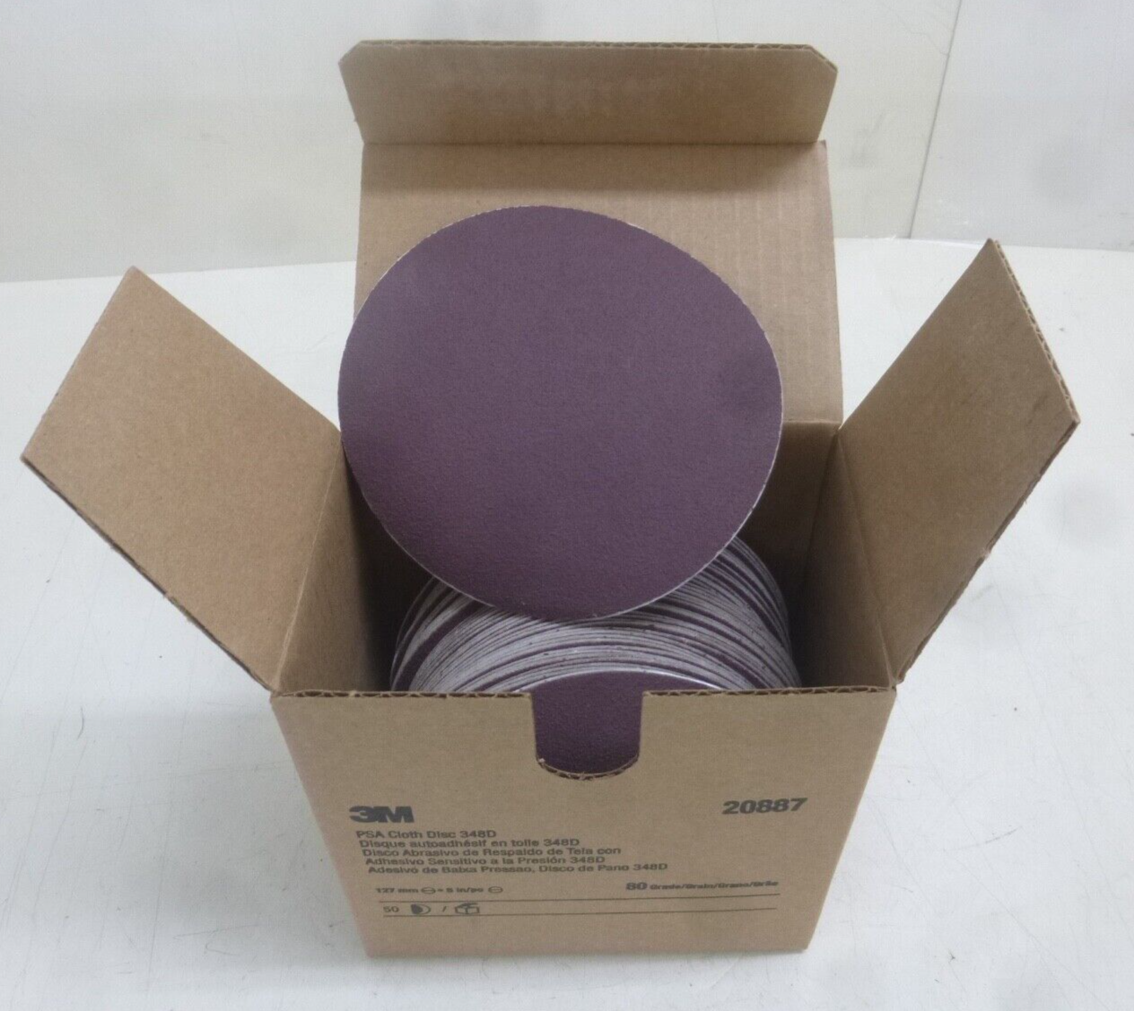 NEW! 3M PSA Sanding Disc, 5" Dia., Aluminum Oxide, 80 Grit, X Wt Cloth ...