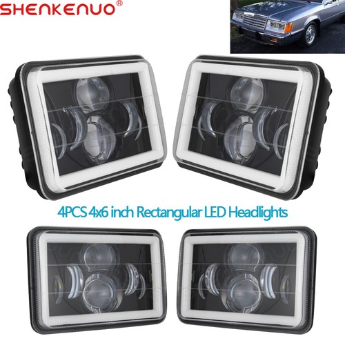 4pcs 4X6" Halo DRL Hi/Lo LED Headlight For 1980-1986 Chevy C10 C20 C30 ...