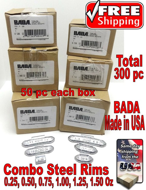 (200) BADA Thinline Wheel Weights Assortment .25 .50 .75 1.00 oz Steel ...