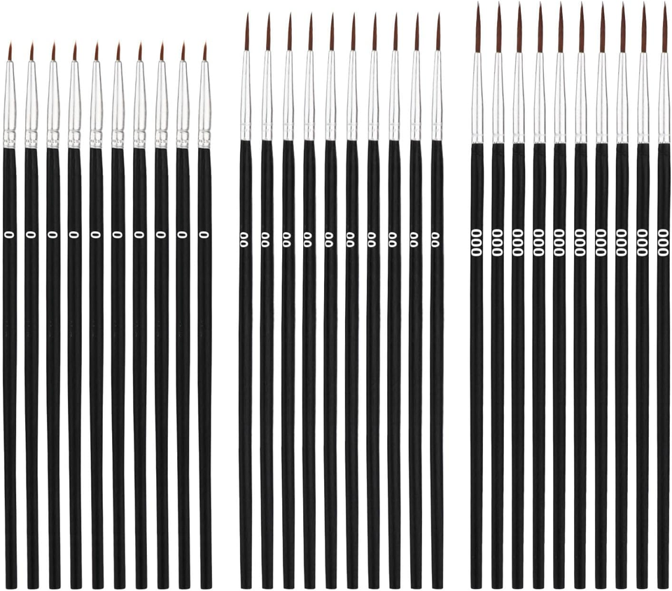 30Pcs Detail Paint Brushes, Fine Tip Paint Brush with 3 Sizes #0#00#000 ...