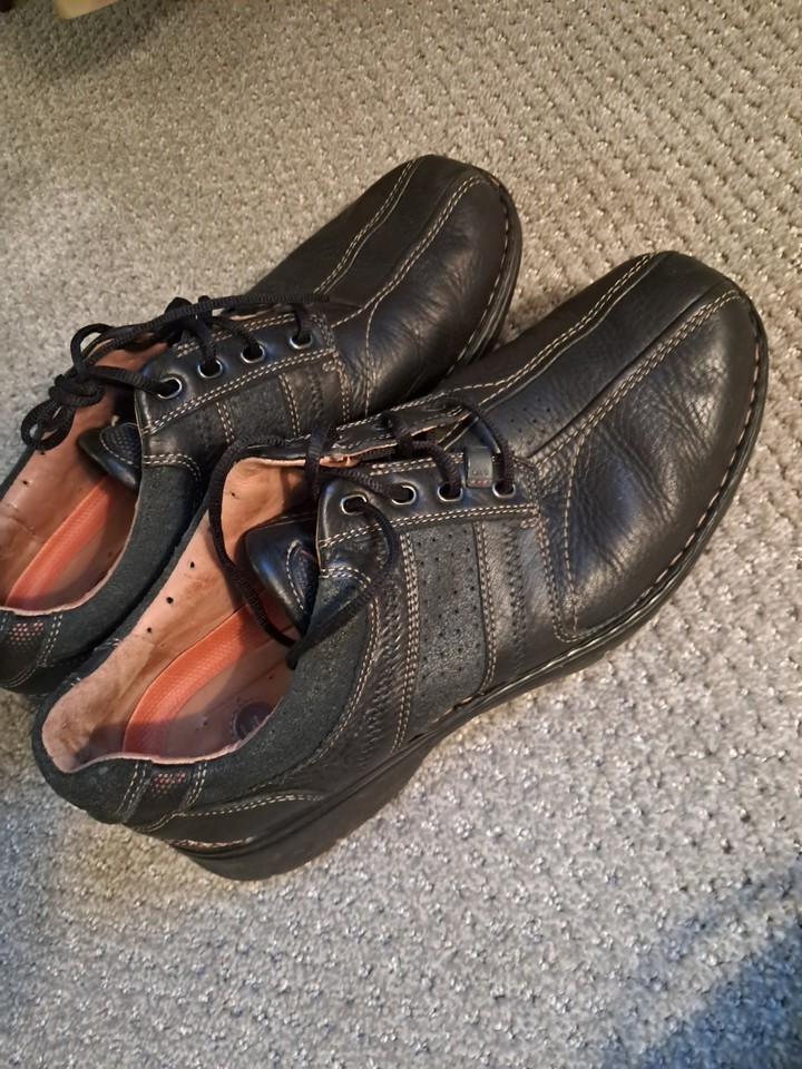 Clarks Unstructured UnBend Men's Black Leather Shoes Lace Up Size 10.5 ...