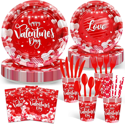 192 Pcs Valentine'S Day Plates and Napkins Happy Valentines Day Party ...