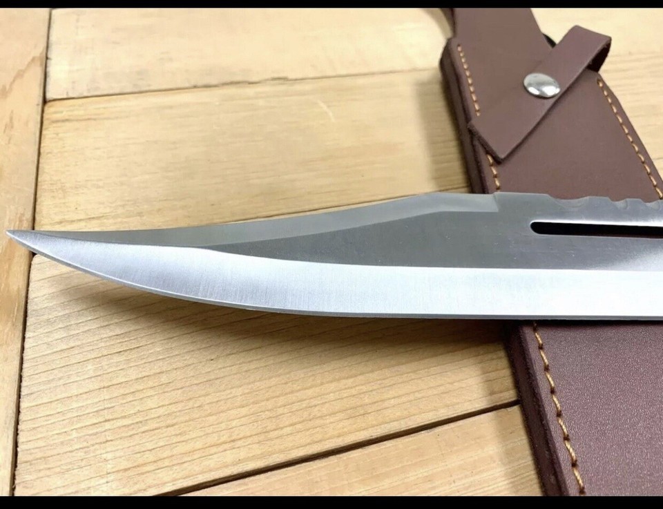 16" Hunting Knife Rambo Style with leather sheath bowie knife gift. EDC ...