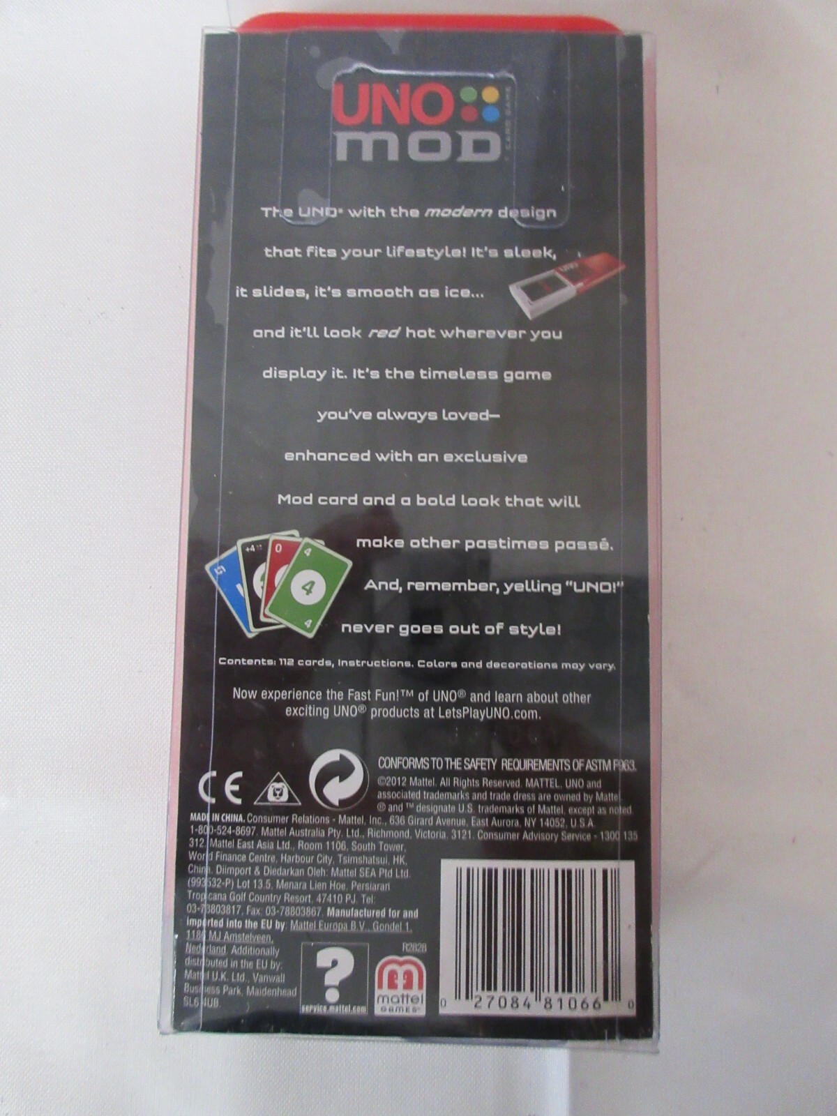 uno-mod-card-game-retro-style-red-plastic-slide-hard-case-mattel-open